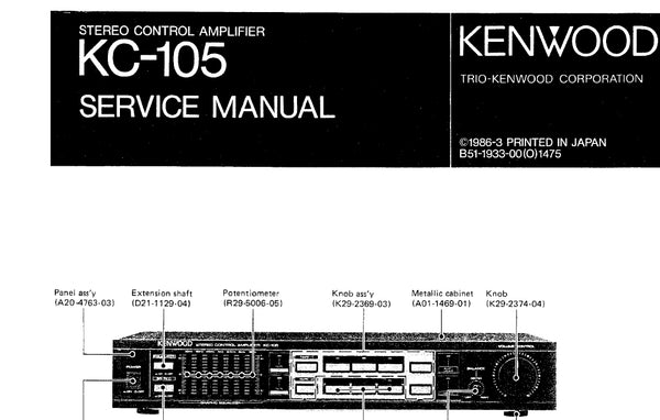 KENWOOD KC-105 STEREO CONTROL AMPLIFIER SERVICE MANUAL INC SCHEMS 9 PA ...