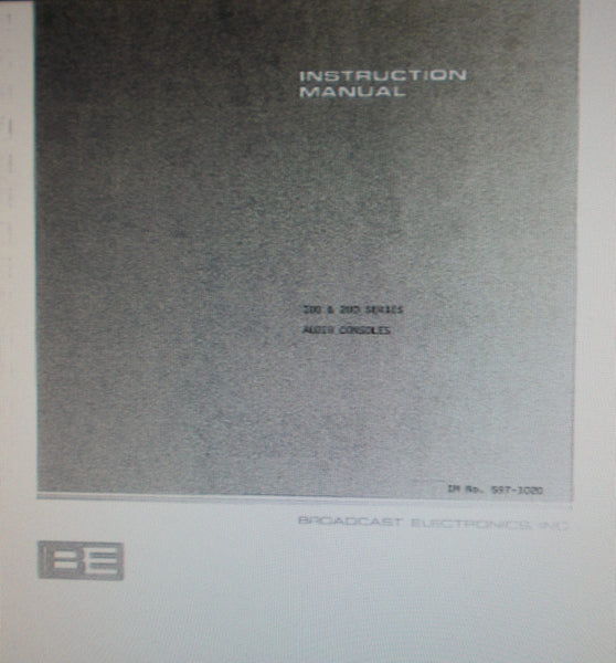 BROADCAST ELECTRONICS 100 AND 200 SERIES SPOTMASTER MONOPHONIC AND STE ...