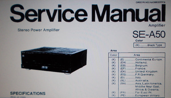 TECHNICS SE-A50 STEREO POWER AMP SERVICE MANUAL INC BLK DIAG SCHEMS PC ...