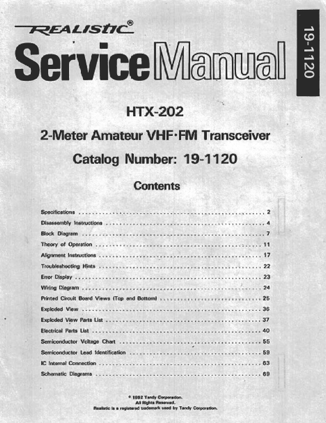 RADIOSHACK REALISTIC HTX-202 2 METER AMATEUR VHF FM TRANSCEIVER SERVIC ...